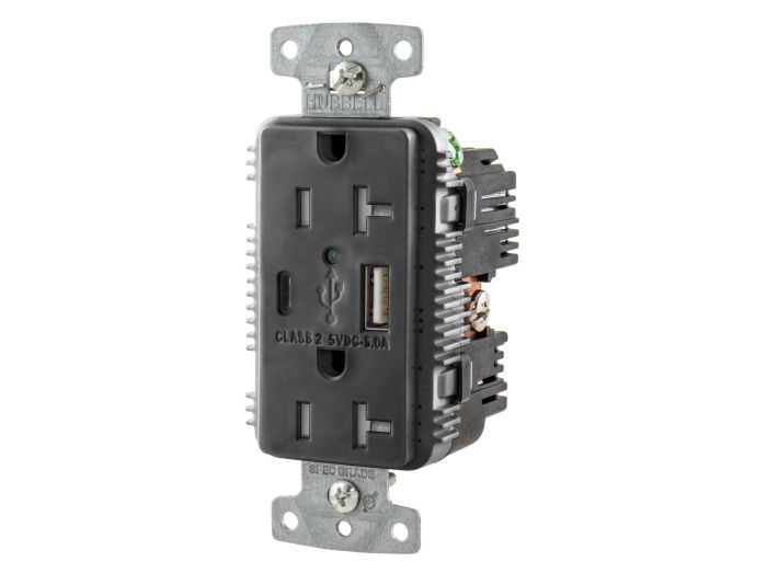 USB20AC5BK-Hubbell-Straight Blade
